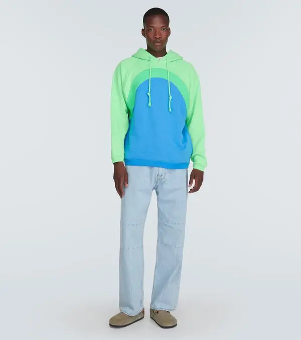 ERL Rainbow Bouclé Trimmed Cotton Hoodie
