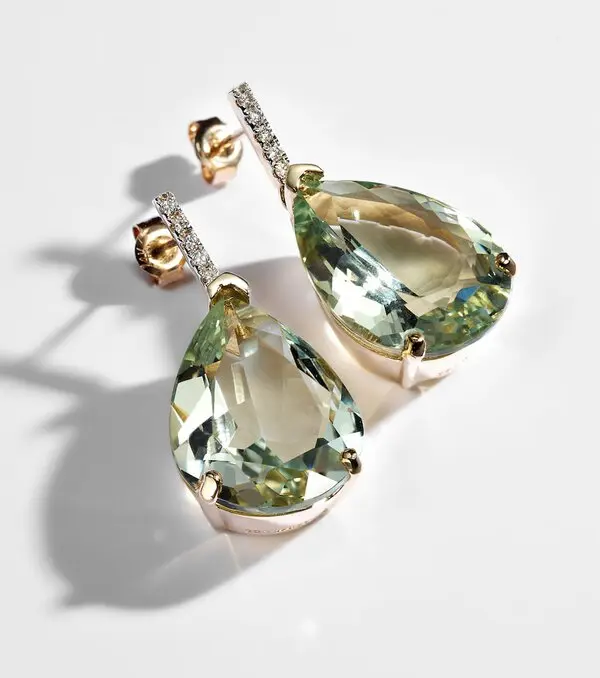Mateo 14kt Yellow Gold Diamond And Amethyst Drop Earrings