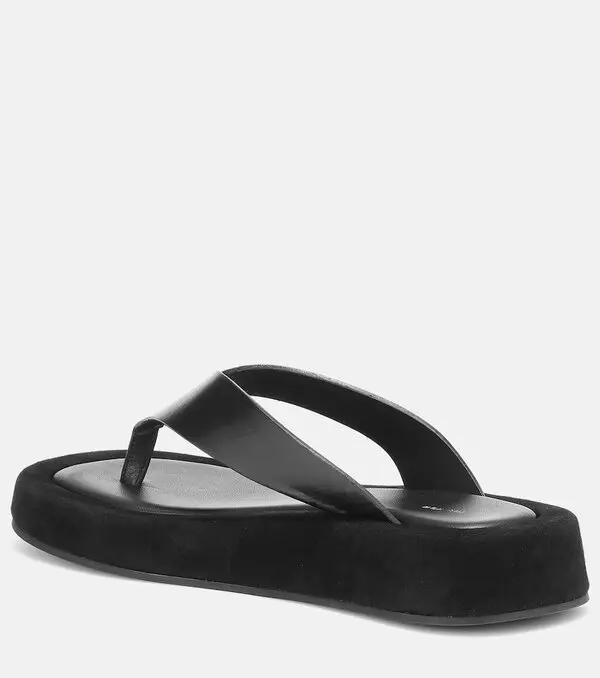 THE ROW Ginza Leather And Suede Sandals - Black