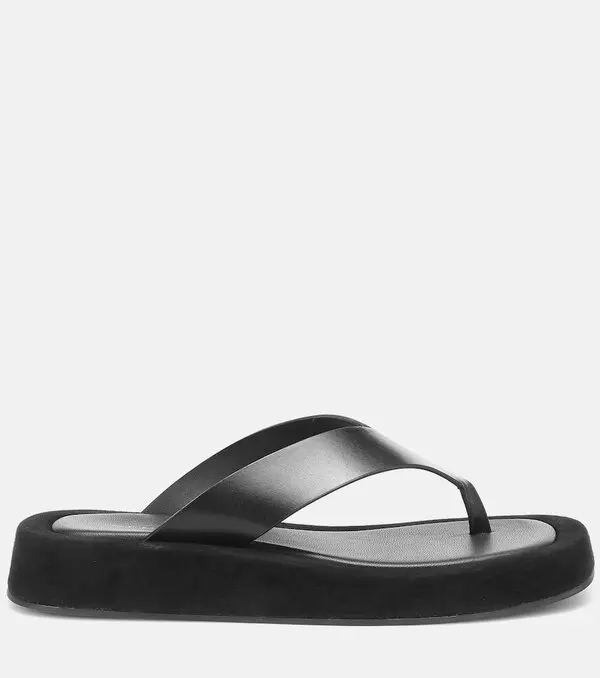 THE ROW Ginza Leather And Suede Sandals - Black