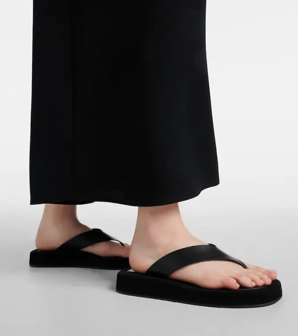THE ROW Ginza Leather And Suede Sandals - Black