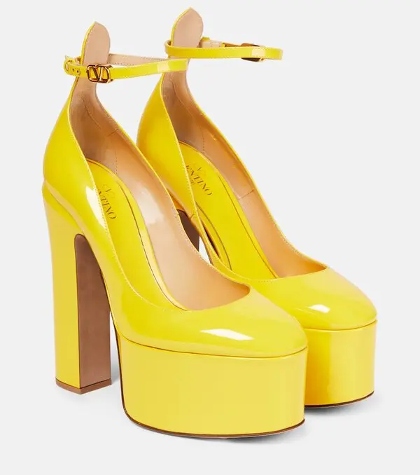 Valentino Garavani Patent Leather Platform Pumps - Yellow
