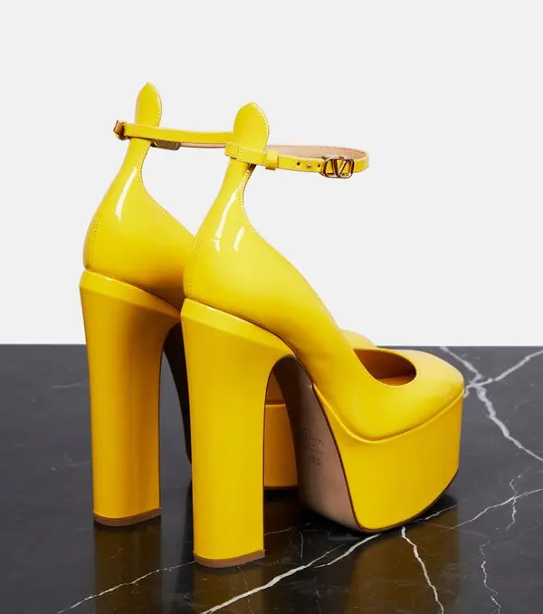 Valentino Garavani Patent Leather Platform Pumps - Yellow