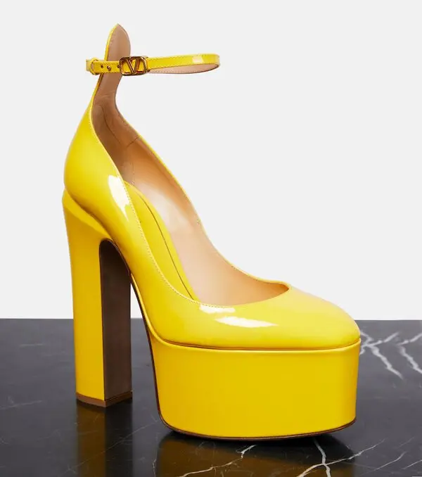 Valentino Garavani Patent Leather Platform Pumps - Yellow