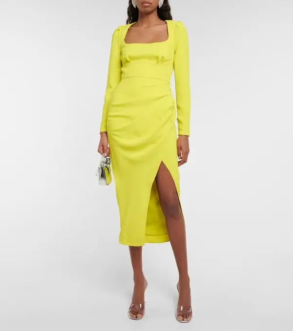 SELF-PORTRAIT Ruched Crepe Midi Dress