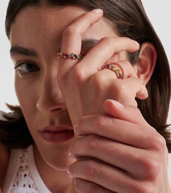 SUZANNE KALAN Rainbow Frenzy 18kt Gold, Diamond And Sapphire Ring