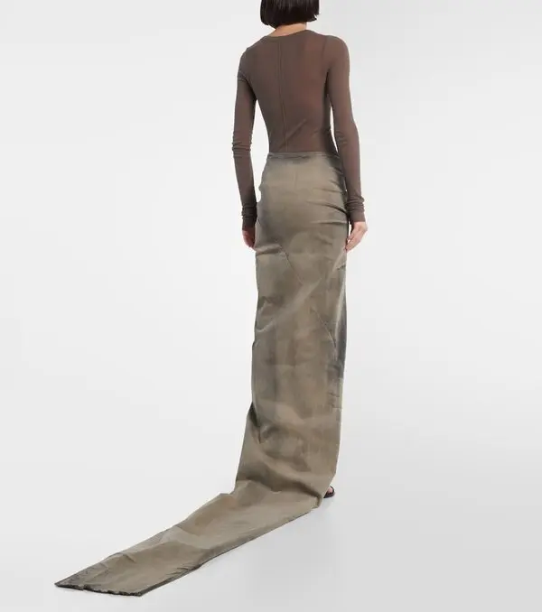 Rick Owens Edfu Denim Maxi Skirt - Grey