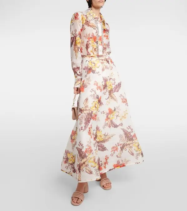 Zimmermann Matchmaker Linen And Silk Maxi Skirt