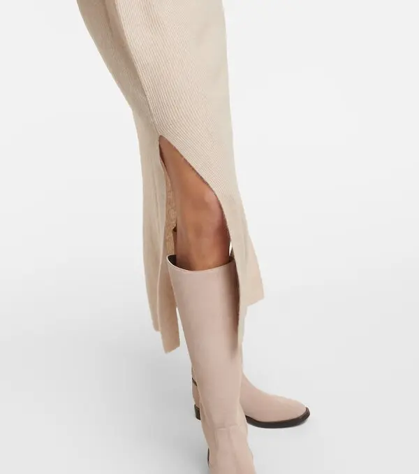 Brunello Cucinelli Midi Dress In Alpaca And Cotton