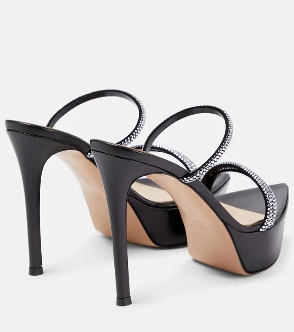 GIANVITO ROSSI Embellished Leather Platform Sandals