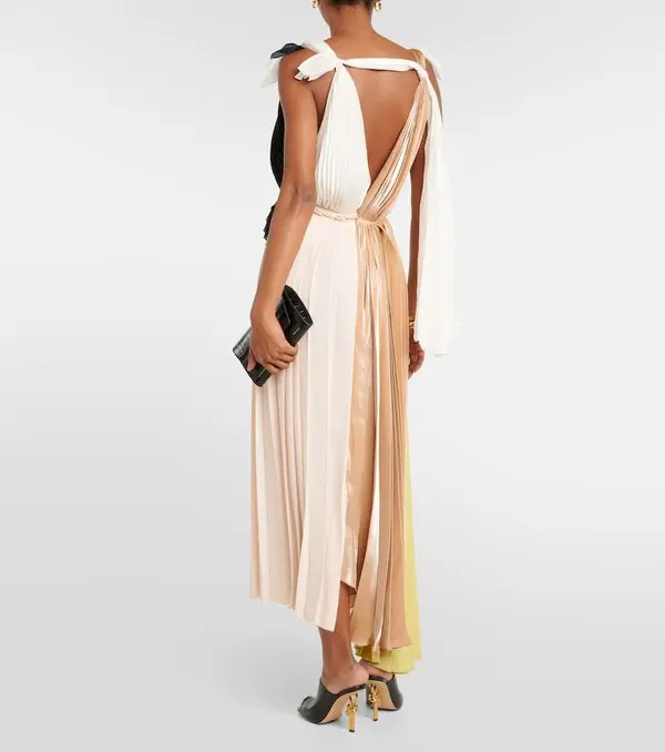Victoria Beckham Pleated Maxi Dress In Ivory