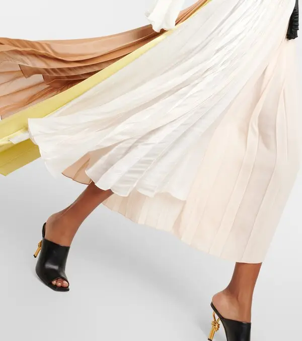 Victoria Beckham Pleated Maxi Dress In Ivory