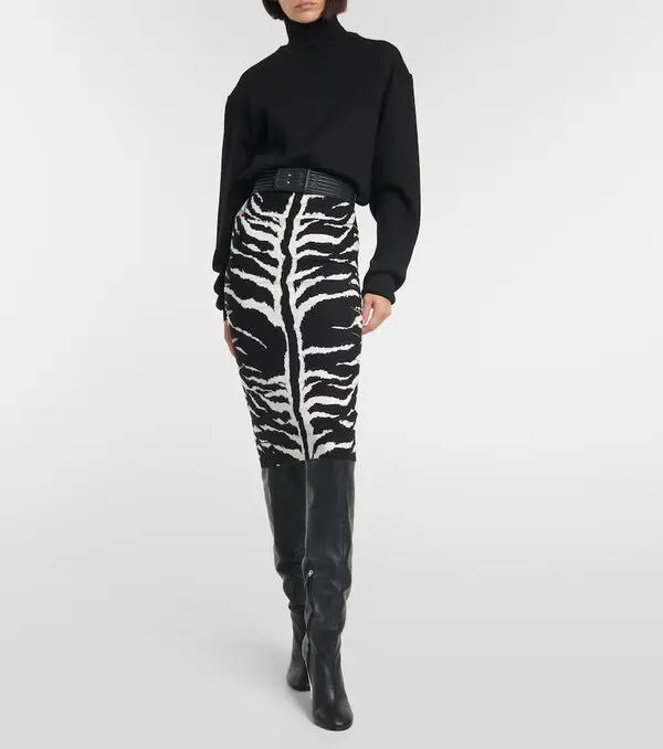 Alaïa Zebra-printed High-rise Midi Skirt