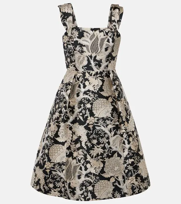 Carolina Herrera Floral Jacquard Midi Dress