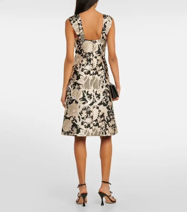 Carolina Herrera Floral Jacquard Midi Dress