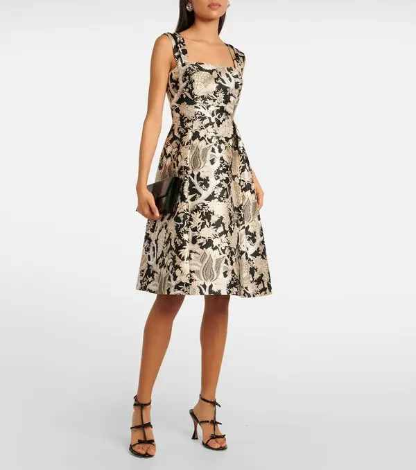 Carolina Herrera Floral Jacquard Midi Dress