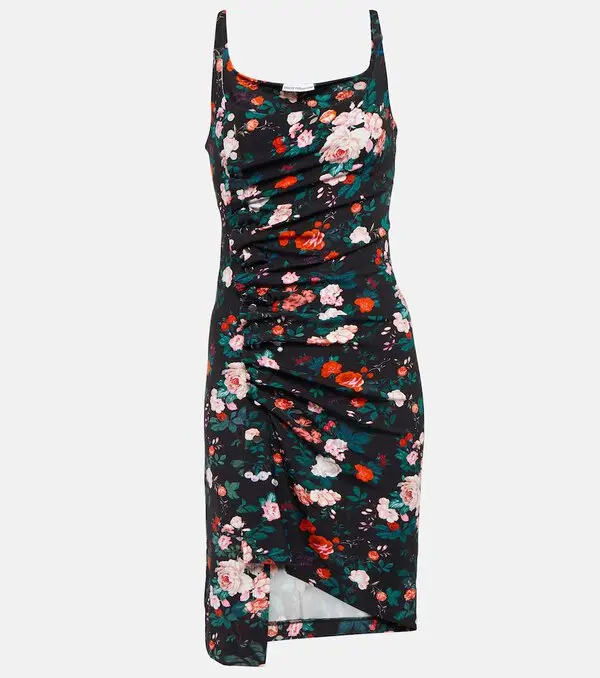Rabanne Floral Ruched Jersey Minidress - Multicoloured