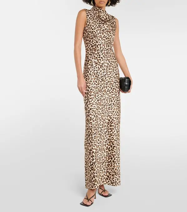 Veronica Beard Kura Leopard-print Silk-blend Maxi Dress