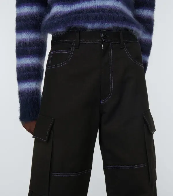Marni Wide-leg Cotton Gabardine Cargo Trousers