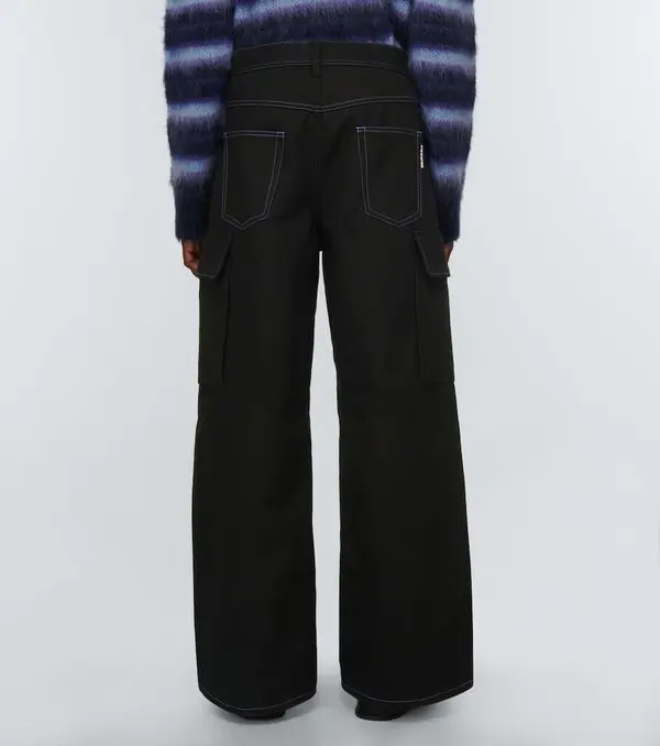 Marni Wide-leg Cotton Gabardine Cargo Trousers
