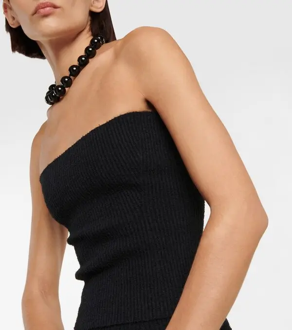 Wardrobe.NYC Strapless Ribbed Cotton Top