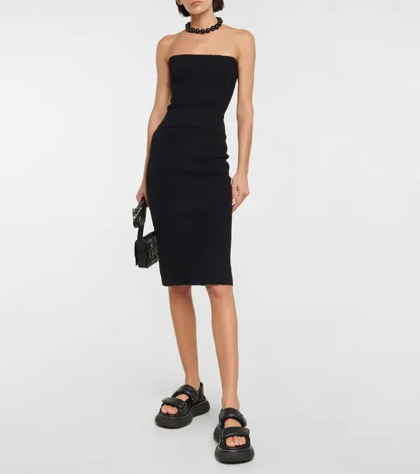 Wardrobe.NYC Strapless Ribbed Cotton Top