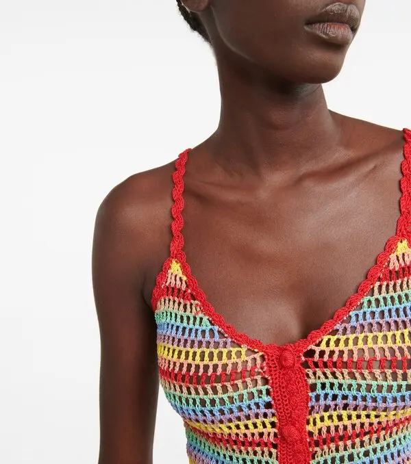Anna Kosturova Striped Crochet Crop Top