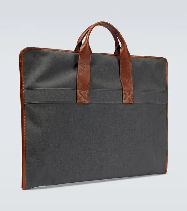 Brunello Cucinelli Canvas And Leather Garment Bag