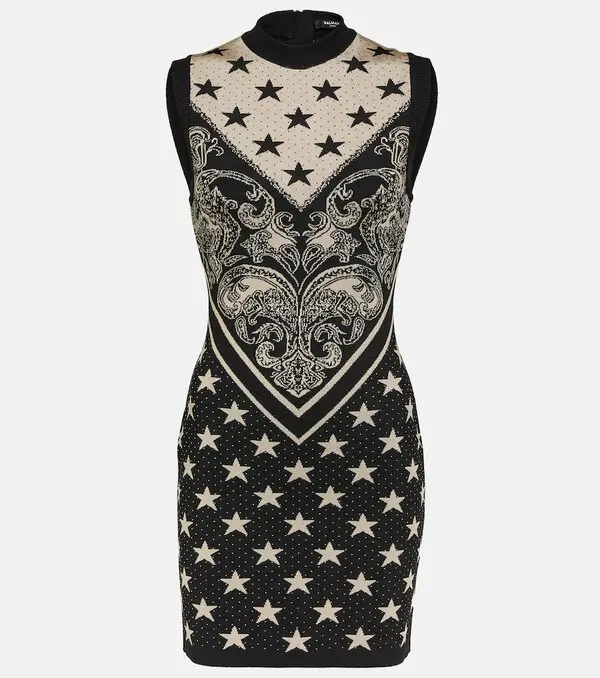 Balmain Intarsia Knitted Minidress - Multicoloured