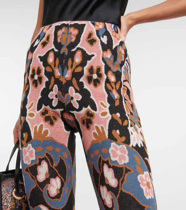 Etro Floral High-rise Flared Wool Trousers