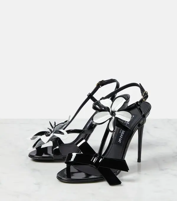 Dolce & Gabbana Floral Embellished Patent Leather Sandals