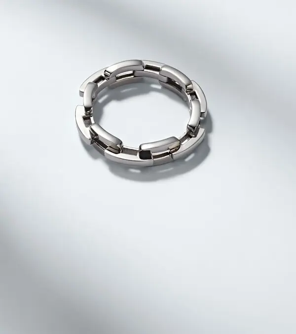 Shay Jewelry Deco Mini Link Ring In 18kt White Gold