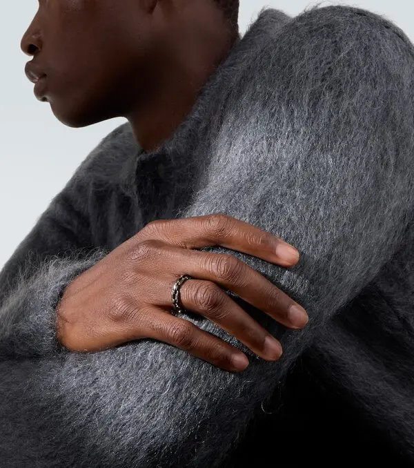 Shay Jewelry Deco Mini Link Ring In 18kt White Gold