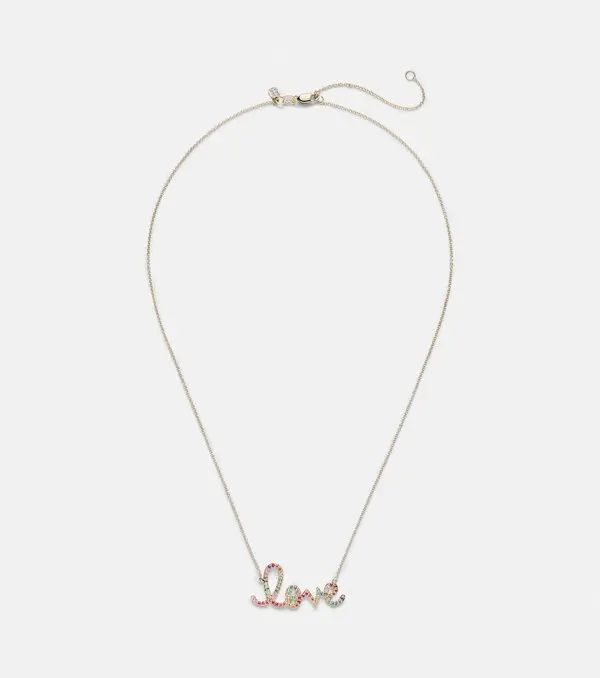 SYDNEY EVAN Love Necklace With Sapphires In 14kt Yellow Gold - Multicoloured