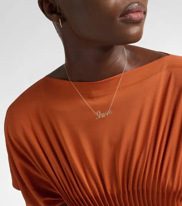 SYDNEY EVAN Love Necklace With Sapphires In 14kt Yellow Gold