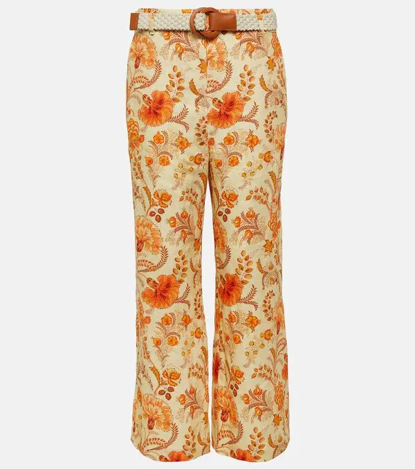 Zimmermann Junie Cropped Linen Flared Trousers