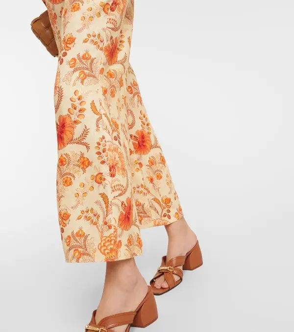 Zimmermann Junie Cropped Linen Flared Trousers