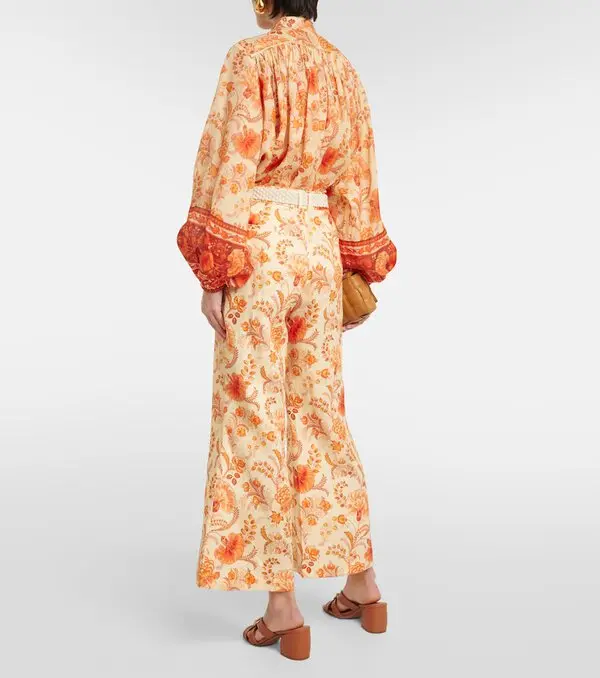 Zimmermann Junie Cropped Linen Flared Trousers