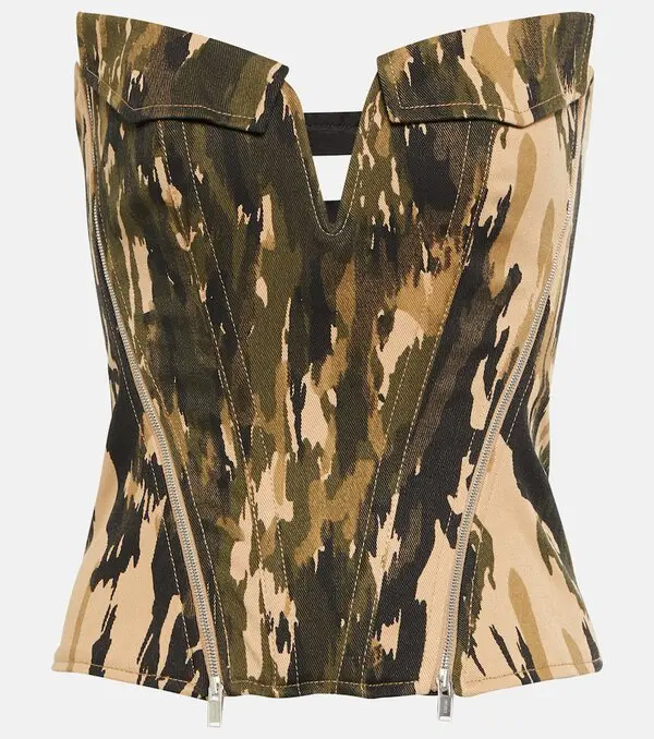 DION LEE Printed Twill Corset Top - Multicoloured
