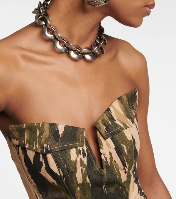 DION LEE Printed Twill Corset Top