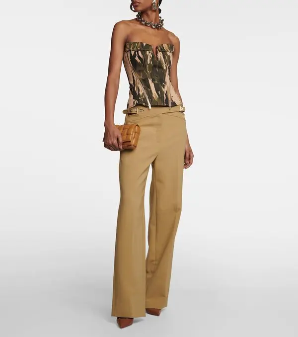 DION LEE Printed Twill Corset Top