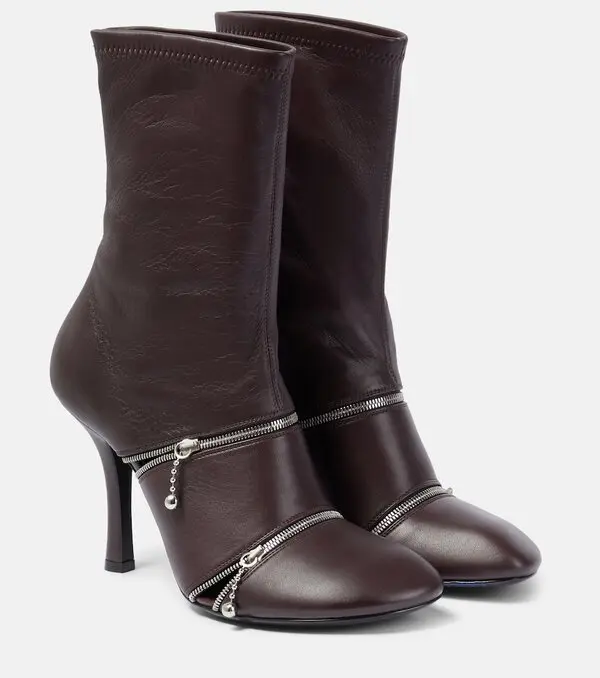 Burberry Peep Leather Ankle Boots