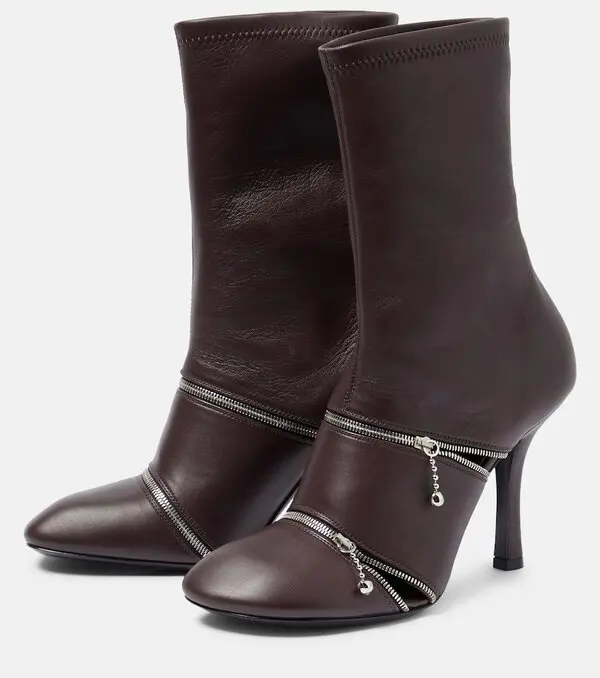 Burberry Peep Leather Ankle Boots