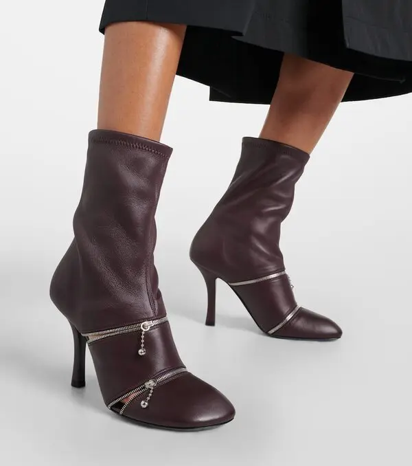 Burberry Peep Leather Ankle Boots