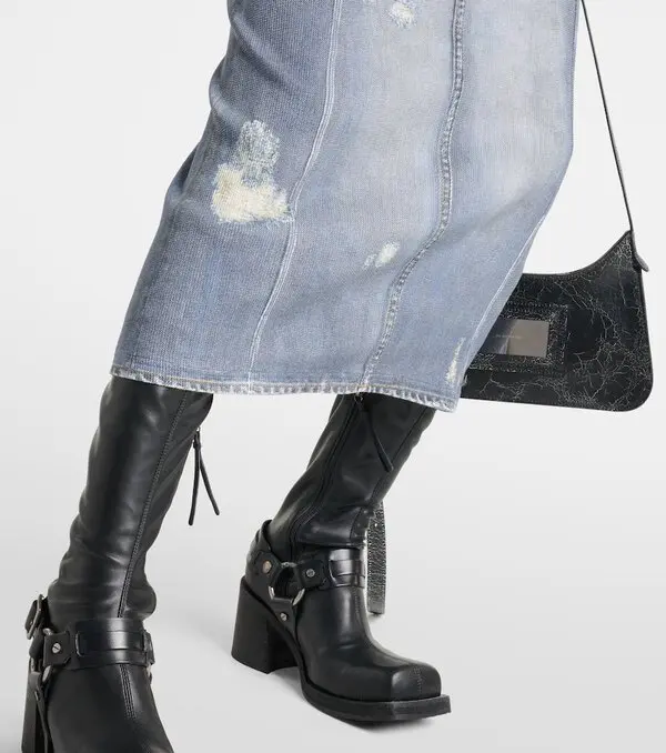Acne Studios Mid-rise Printed Denim Midi Skirt