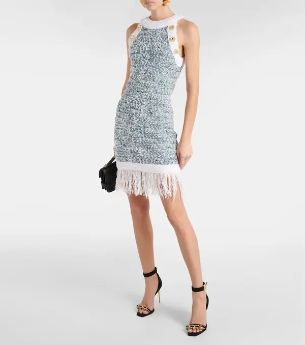 Balmain Fringed Tweed Minidress