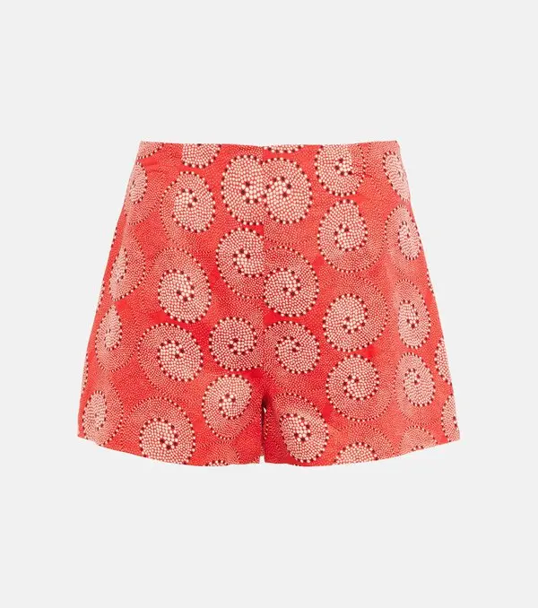 Staud Oscar Printed Linen Shorts