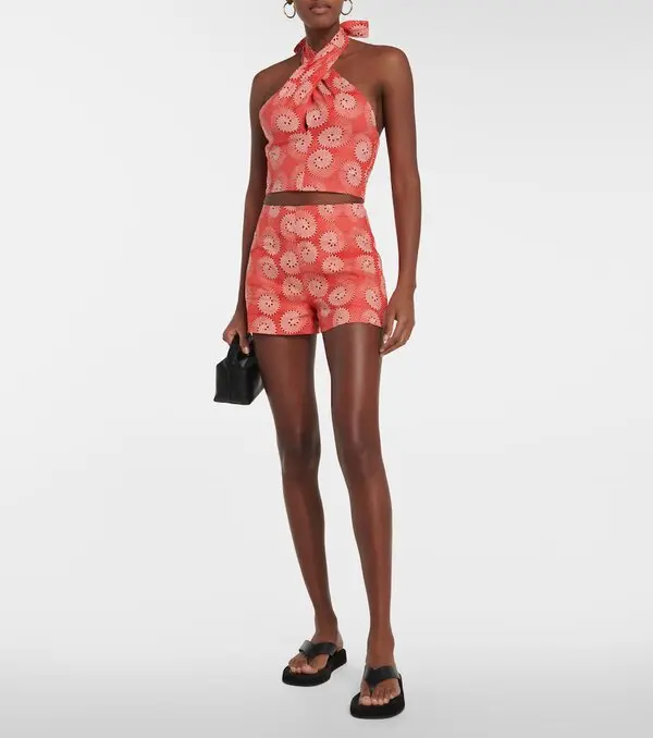 Staud Oscar Printed Linen Shorts