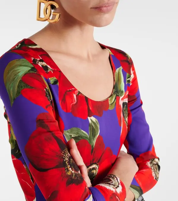 Dolce & Gabbana Floral Silk-blend Midi Dress