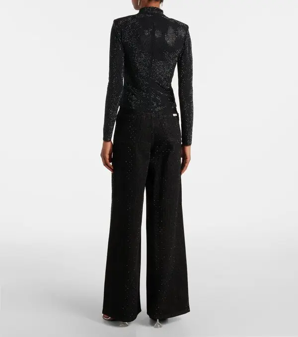 SELF-PORTRAIT Embellished Mesh Top